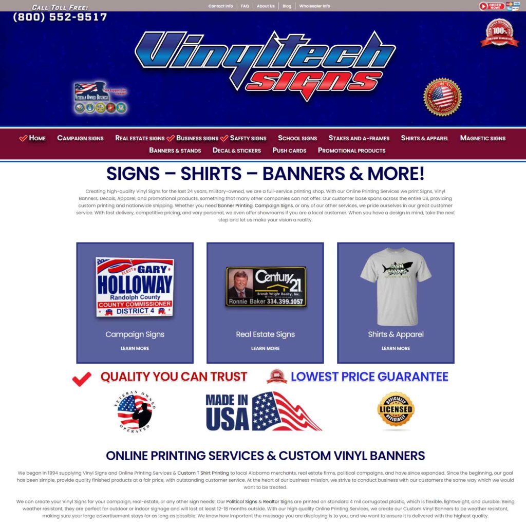 Vinyl Tech Signs Website Design Case Study by Infront Webworks